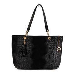 Mia Tomazzi Leder-Shopper "Cilento" in Schwarz - (B)58 x (H)42 x (T)14 cm - 74% | Damen-taschen