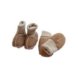 Kaiser Naturfellprodukte 2tlg. Set: Lammfell-F&auml;sutlinge und Boots in Hellbraun - 16% | Gr&ouml;&szlig;e 20/21 | Baby-handschuhe