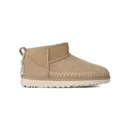 UGG Australia UGG Leder-Boots "Classic Ultra Mini Biarritz" in Beige - 15% | Gr&ouml;&szlig;e 39 | Damen-stiefel