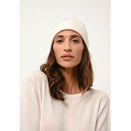 Just Cashmere Kaschmir-M&uuml;tze "Cleo" in Wei&szlig; - 49% | Damen-muetzen-caps
