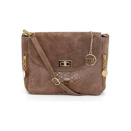Mia Tomazzi Leder-Umh&auml;ngetasche "Dergano" in Camel - (B)26 x (H)21 x (T)10 cm - 72% | Damen-taschen