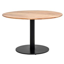 Livetastic Esstisch, Schwarz, Akazie, Holz, Metall, Akazie, vollmassiv, rund, S&auml;ule, Bodenplatte, 130x76x130 cm, Esszimmer, Tische, Esstische, Esstische rund