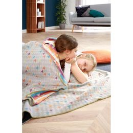 Biederlack &raquo;Triomino&laquo; in drei Gr&ouml;&szlig;en, Kuscheldecke grau Baumwolle, Polyacryl, Polyester