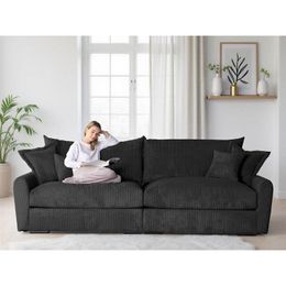 Home Affaire Big-Sofa &raquo;Finka, Breite 190 cm&laquo; Mega-Sofa, Cord oder Chenille-Struktur, mit Federkern & 4 Zierkissen 100% Polyester