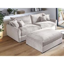 Home Affaire Big-Sofa &raquo;Finka, Breite 190 cm&laquo; Mega-Sofa, Cord oder Chenille-Struktur, mit Federkern & 4 Zierkissen 100% Polyester