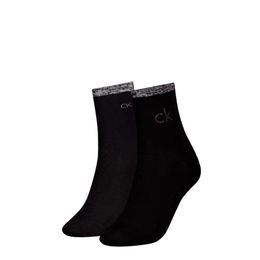 Calvin Klein Jeans Herren Socken &raquo;CK WOMEN SHORT SOCK 2P SHINY LOGO&laquo; 2 Paar, 1x mit Glitzer-Logo schwarz 35-38