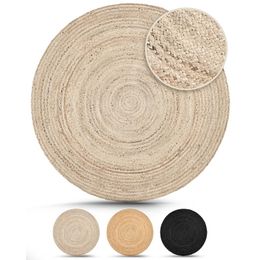 CarpetFine Teppich &raquo;Nele Juteteppich Naturfaser&laquo; rund 6 mm H&ouml;he geflochtener Wendeteppich aus 100%Jute, in rund und oval, viele Gr&ouml;&szlig;en Jute