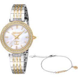 JUST cavalli time Damen &raquo;Savoca&laquo; Armbanduhr, Damenuhr, Kristallsteine, Edelstahlarmband, Gerschenkidee gold