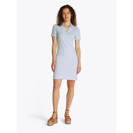 Tommy Hilfiger Damen &raquo;SLIM OPEN NK POLO DRESS SS&laquo; mit gestickter Flagge blau XL (42), N-Gr