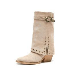 Salinyang Cowboy Boots female Beige size 41