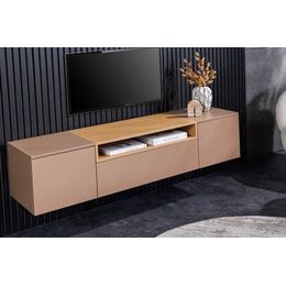 Riess Ambiente H&auml;ngendes TV-Board LOFT 160cm natur grau beige greige drei F&auml;cher mit Schublade Riess-Ambiente
