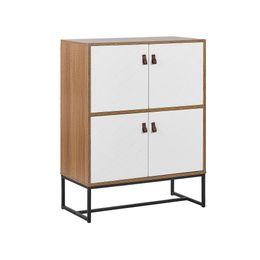 Beliani Sideboard NUEVA in Wei&szlig;/Braun/Schwarz - (W) 76 x (H) 100 x (L) 39 cm | Gr.: onesize