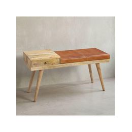 KADIMA DESIGN Sitzbank Ziegenleder | 100x52cm, Retro, Stauraum, Braun | Gr.: onesize