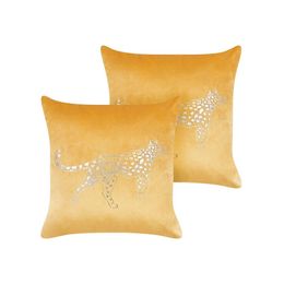 Beliani 2er-Set Dekokissen MARULA in Gelb/Gold | Gr.: onesize