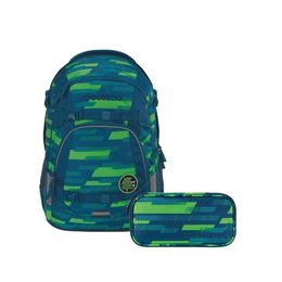 Coocazoo Schulrucksack-Set MATE Lime Stripe in gr&uuml;n/blau 2-teilig | Gr.: onesize