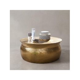 KADIMA DESIGN Orient Couchtisch handgefertigt, Hammerschlag-Aluminium, gro&szlig;z&uuml;gig in Gold | Gr.: onesize