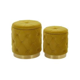Beliani 2er-Set Pouf PUEBLO in Gelb/Gold | Gr.: onesize