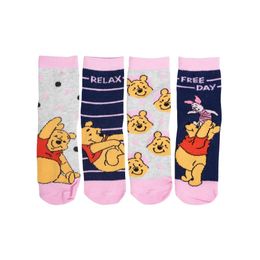 Winnie Pooh 4er Pack Winnie Puuh Socken Sneakersocken in Mehrfarbig | Gr.: 27-30