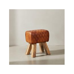 KADIMA DESIGN Sitzhocker | Echtleder/Holz, 40x48x27cm, Turnbock, Modern | Gr.: onesize