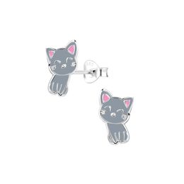 schmuck23 Silber Ohrringe 925 graue Katze 925 Silber | Gr.: onesize
