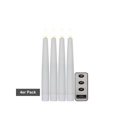 STAR TRADING LED Stabkerzen, Flamme Slim' in Wei&szlig;, 4er Set, Batterie, Timer, Fernbe | Gr.: onesize