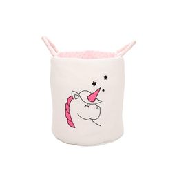 BABY LAL Aufbewahrungskorb "EINHORN sleepy eye" in Wei&szlig;/Rosa - (L) 40 x (B) 35cm | Gr.: onesize