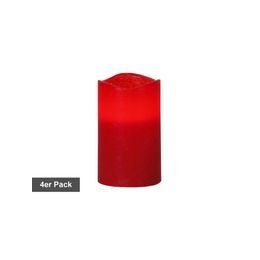 STAR TRADING LED Blockkerzen &sbquo;May&lsquo;, Batterie und Timer, Echtwachs, rot, 4er-Set | Gr.: onesize