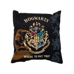 Harry Potter Hogwarts Kissen Pl&uuml;sch Zierkissen Kopfkissen 40x40 cm in schwarz | Gr.: onesize