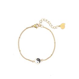 Hey Happiness Vergold. Armkette Yin Yang Edelstahl in Gold - (L) 15,5-19,5 cm | Gr.: onesize