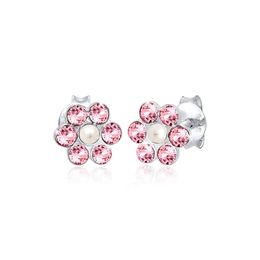 Elli Ohrringe 925 Sterling Silber Blume in Rosa | Gr.: onesize