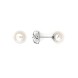 Steel_Art Ohrringe Damen Perlohrstecker 6mm silberfarben poliert in weiss | Gr.: onesize