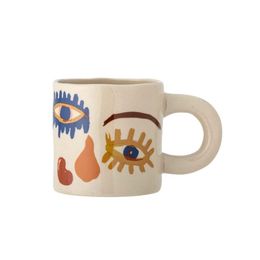 Bloomingville Becher HORUS Natur mit Aufdruck Orange Blau | Gr.: onesize