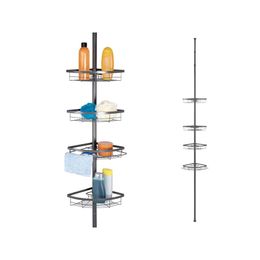 bremermann Teleskop-Eckregal, 4 K&ouml;rbe, Teleskop-Stange bis max. ca. 290 cm, grau | Gr.: onesize