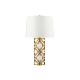 Licht-Erlebnisse Tischlampe (B)38 x (L)38 x (H)69 cm in Blattgold Antik Wei&szlig; | Gr.: onesize