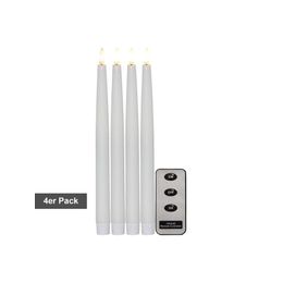 STAR TRADING LED Stabkerzen, Flamme Slim' in Wei&szlig;, 4er Set, Batterie, Timer, Fernbe | Gr.: onesize