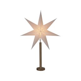 STAR TRADING Papierstern-Tischleuchte &sbquo;Elice&lsquo;, Eiche natur, 85cm in Wei&szlig; | Gr.: onesize