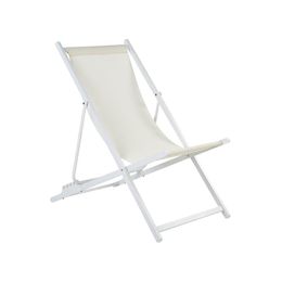 Beliani Gartenliege LOCRI II in Beige/Wei&szlig; - (W) 60 x (H) 79 x (L) 95 cm | Gr.: onesize