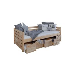 Ticaa Sofabett Naomi inkl. 5x Schubk&auml;sten, 90x200 in Natur | Gr.: onesize