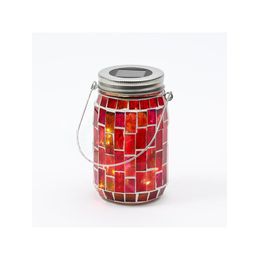 MARELIDA LED Solar Glas Windlicht Mosaik H: 13,5cm in rot | Gr.: onesize