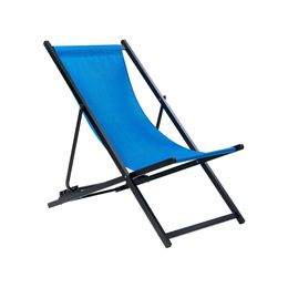 Beliani Gartenliege LOCRI II in Blau/Schwarz - (W) 60 x (H) 79 x (L) 95 cm | Gr.: onesize