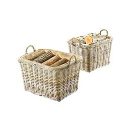 kobolo 2tlg. Set Kaminholzkorb FIREWDBSK 66 in Grau | Gr.: onesize