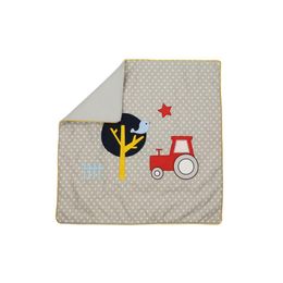 BABY LAL Decke mit Waffelpiqu&eacute; "TRAKTOR & Co." in Grau - (L) 70 x (B) 70cm | Gr.: onesize
