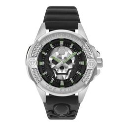 Philipp Plein Quarzuhr The $kull Silberfarben in schwarz | Gr.: onesize