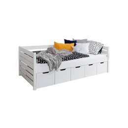 Ticaa Sofabett Naomi inkl. 5x Schubk&auml;sten, 100x200, Wei&szlig; in Wei&szlig; | Gr.: onesize