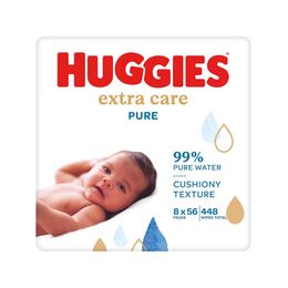 HUGGIES Pure Extra Care Baby Feuchtt&uuml;cher T&uuml;cher Parf&uuml;mfrei 8 x 56 Stk | Gr.: onesize