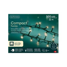 Lumineo Lichterkette COMPACT TWINKLE 500 LED 11 m, gr&uuml;nes Kabel in warm wei&szlig; | Gr.: onesize