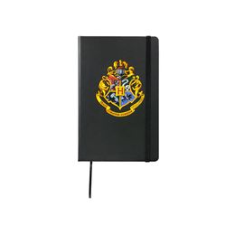Harry Potter - Hogwarts Logo Hardcover Notizbuch mit Gummiband 13 x 21 cm in schwarz | Gr.: onesize