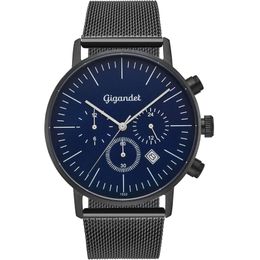 Gigandet Quarzuhr Dualtime "MINIMALISM III" in Schwarz/Blau | Gr.: onesize