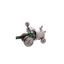 Gilde Weinflaschenhalter "Traktor" in Silber - H. 26 cm | Gr.: onesize