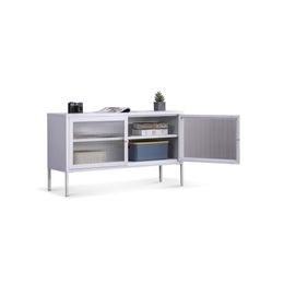 Coemo Sideboard Tokio aus Metall mit Glast&uuml;ren in Wei&szlig; | Gr.: onesize